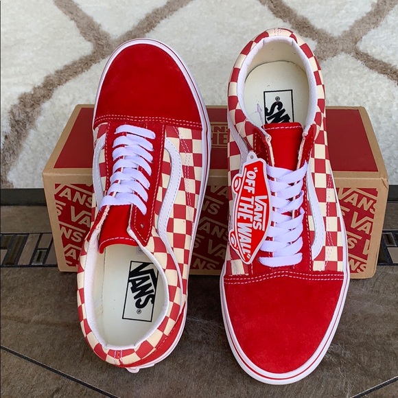 Vans | Shoes | Vans Old Skool Primary Check Rng Redwhite Wmns | Poshmark